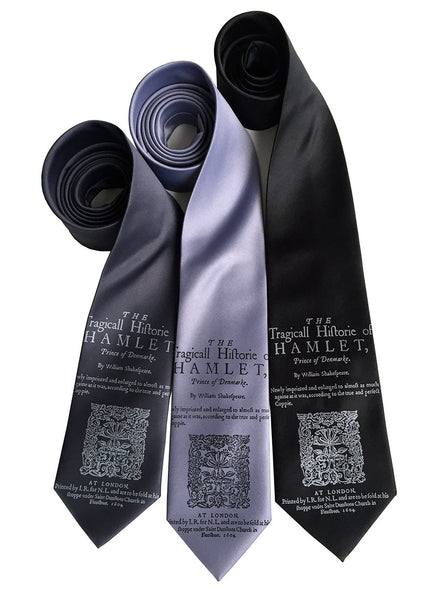 Hamlet Necktie, Shakespeare Print Silk Tie, by Cyberoptix