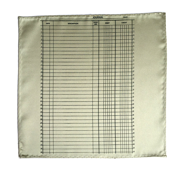 Accountant Pocket Square, Ledger Paper Print, by Cyberoptix