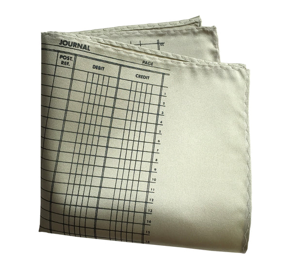 Accountant Pocket Square, Ledger Paper Print, by Cyberoptix