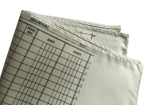 Accountant Pocket Square, Ledger Paper Print, by Cyberoptix