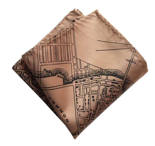 Boston Map Pocket Square. 1814 Vintage Print, by Cyberoptix