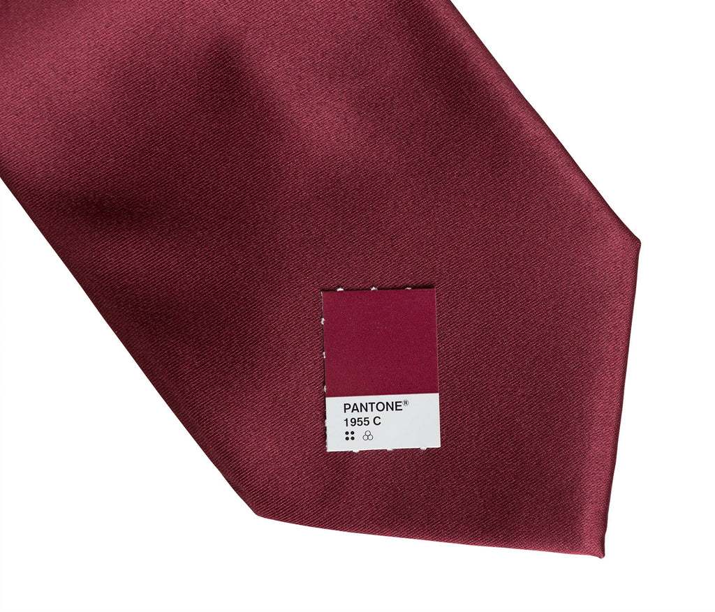 Burgundy Necktie. Solid Color Dark Red Satin Finish Tie, No Print