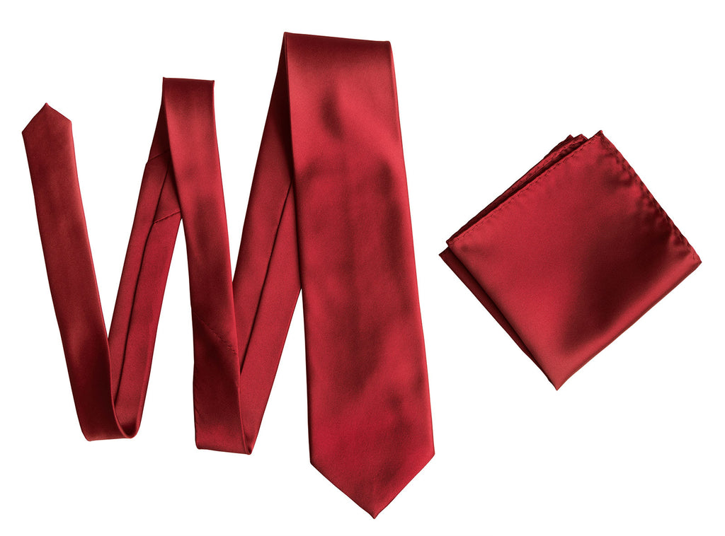 Crimson Red Pocket Square. Solid Color Satin Finish, No Print