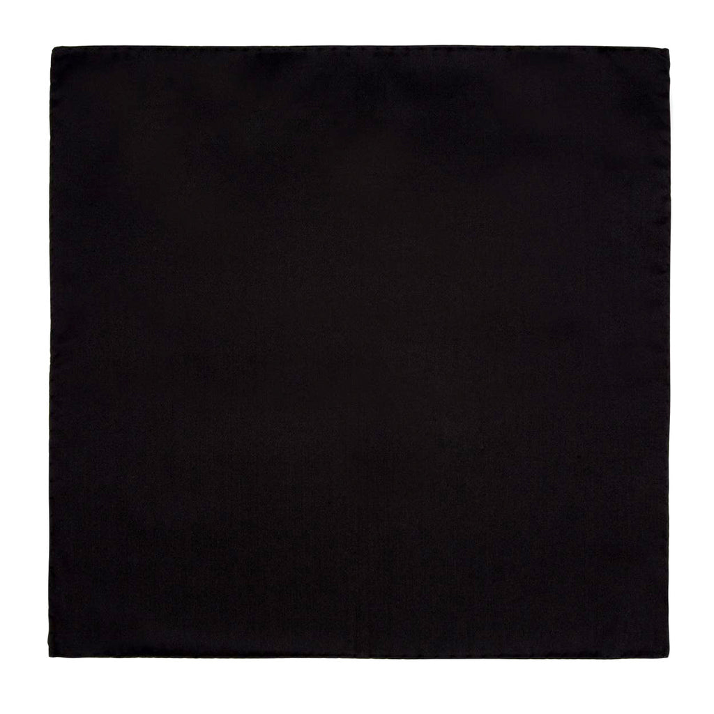 Black Pocket Square. Solid Color Satin Finish, No Print