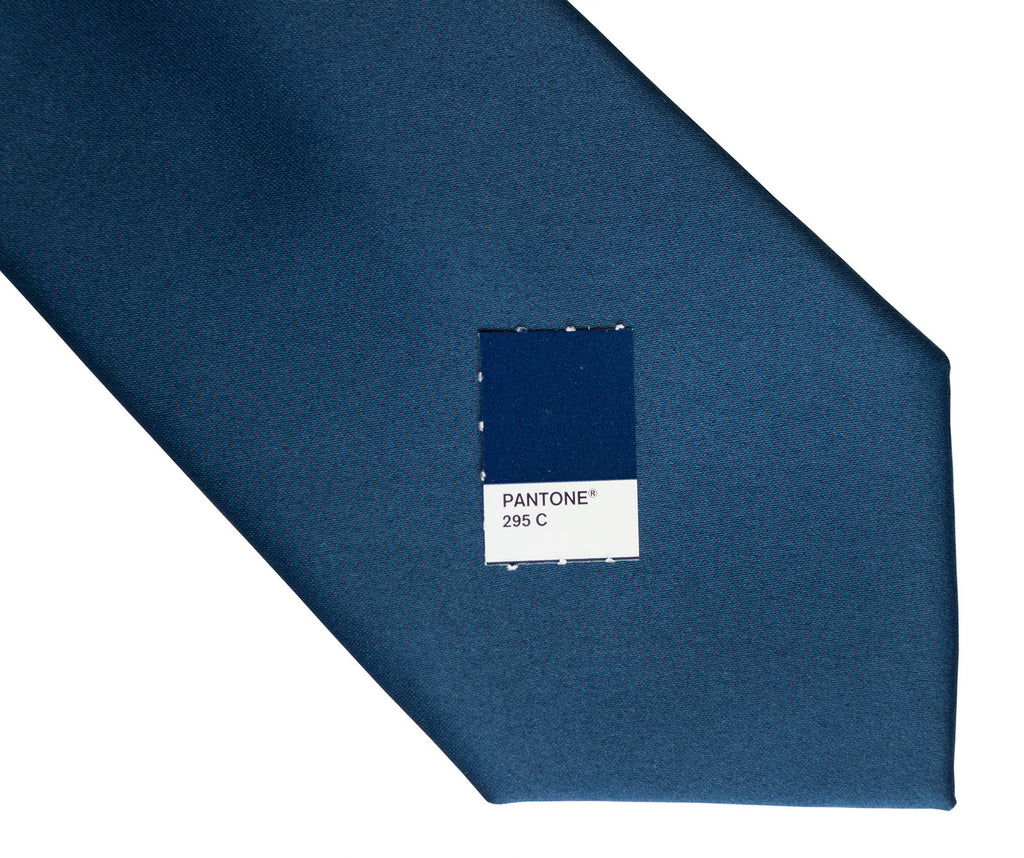 French Blue Necktie. Solid Color Satin Finish Tie, No Print