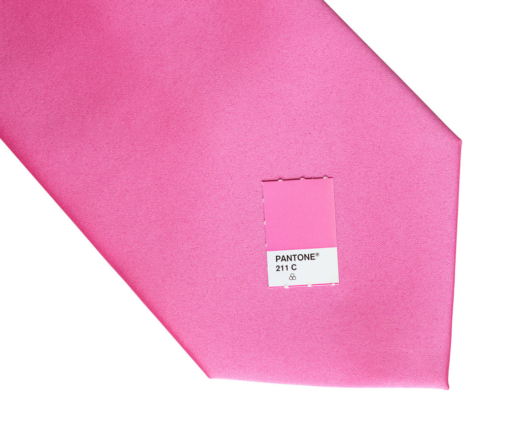 Hot Pink Necktie. Solid Color Satin Finish Tie, No Print