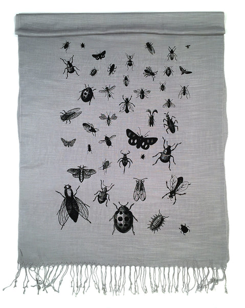 Insect Print Linen Weave Pashmina Scarf