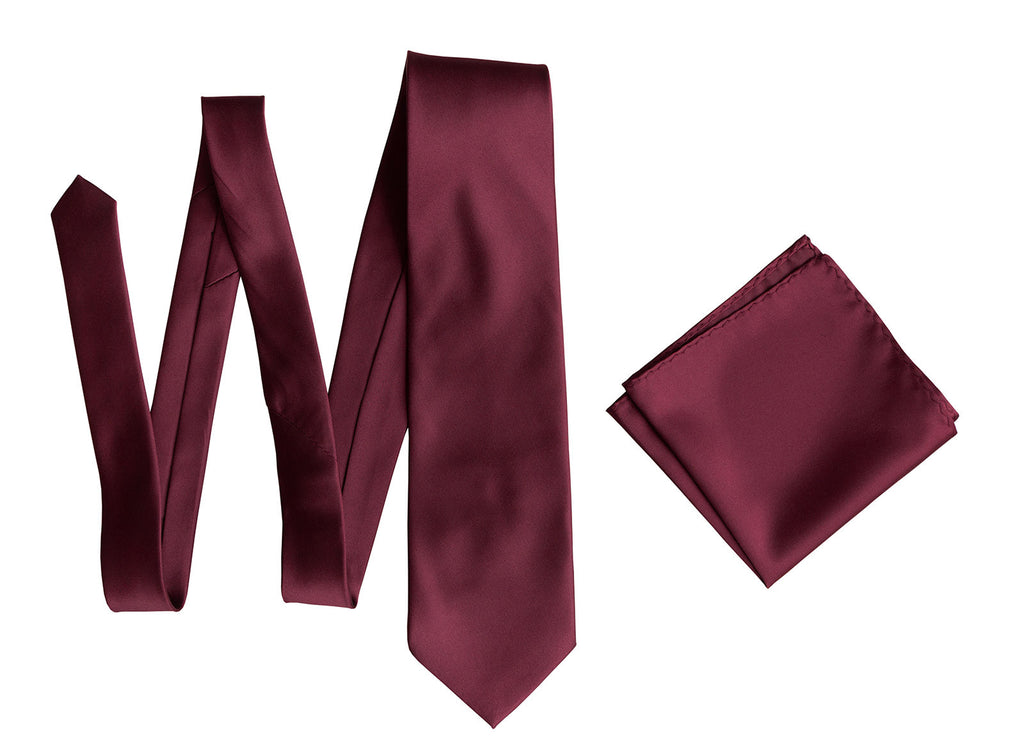 Maroon Pocket Square. Solid Color Dark Red Satin Finish, No Print