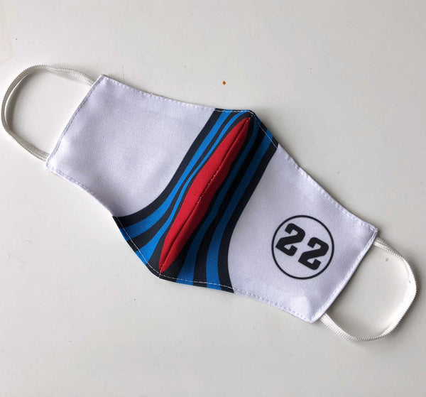 Shaken & Stirred. Racing Livery Fitted Cloth Face Cover