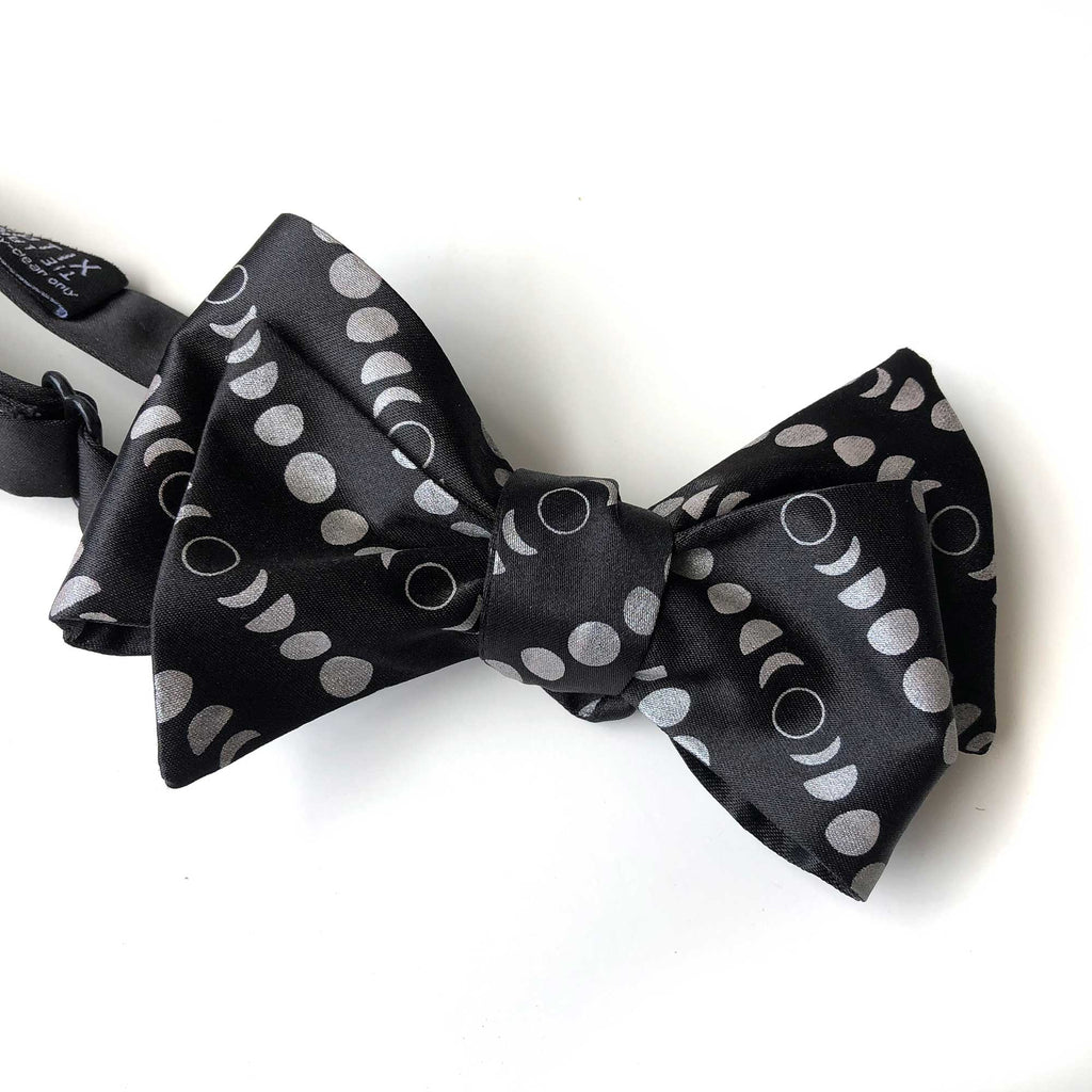 Moon Phases Bow Tie, Lunar Calendar Polka Dot