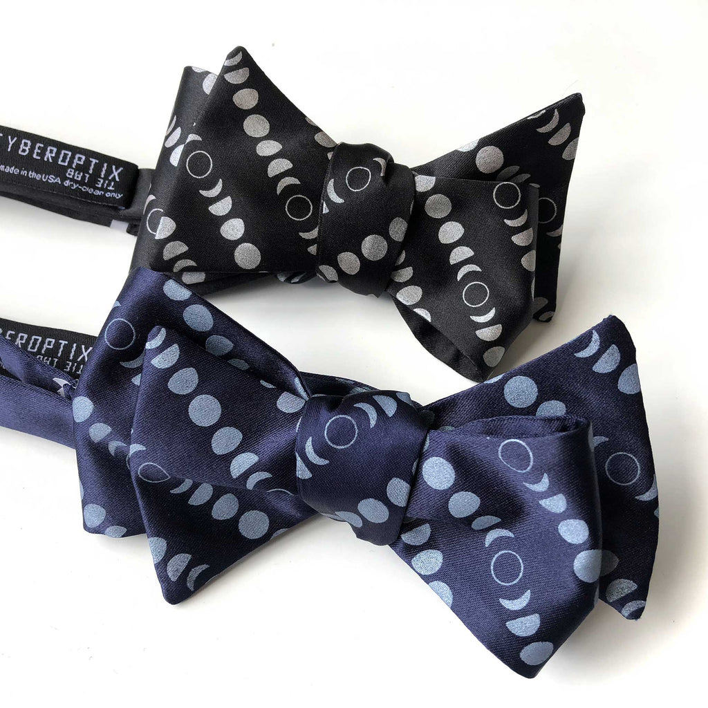 Moon Phases Bow Tie, Lunar Calendar Polka Dot