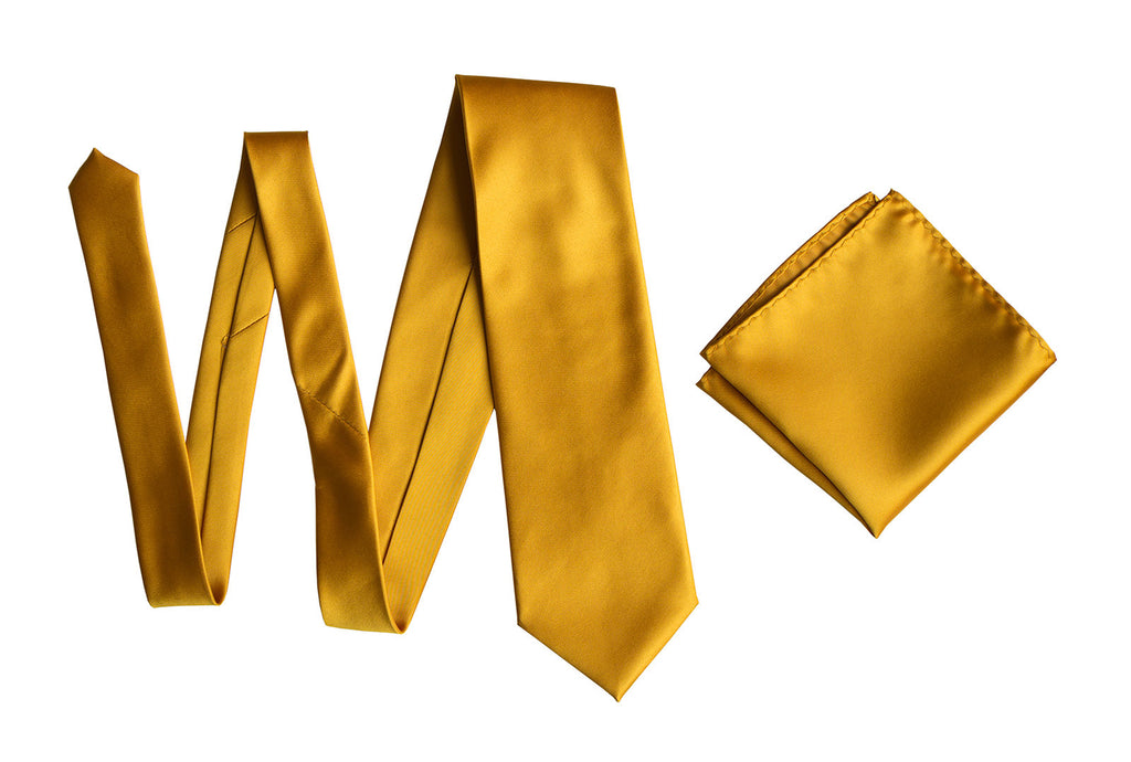 Mustard Yellow Pocket Square. Solid Color Satin Finish, No Print