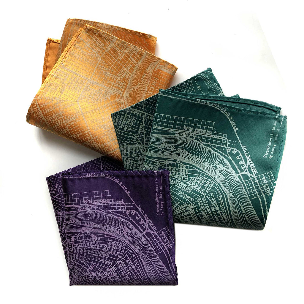 New Orleans Map Pocket Square, by Cyberoptix