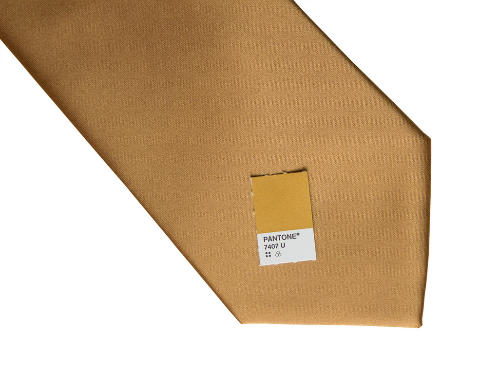 Pale Copper Necktie. Light Brown Solid Color Satin Finish Tie, No Print