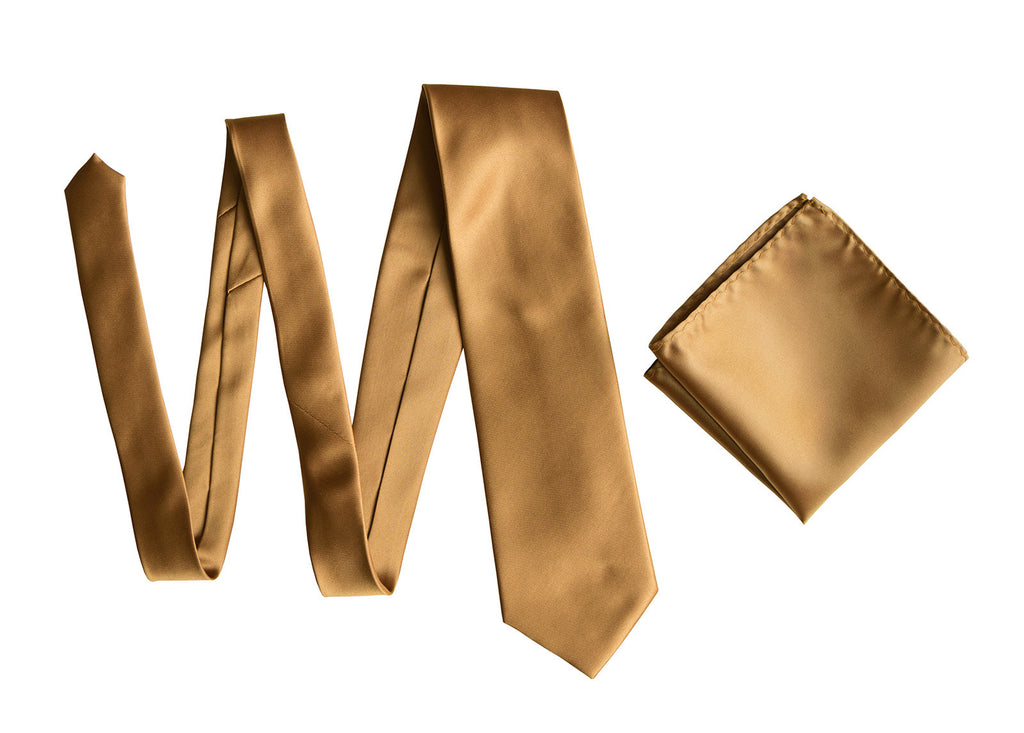 Pale Copper Necktie. Light Brown Solid Color Satin Finish Tie, No Print