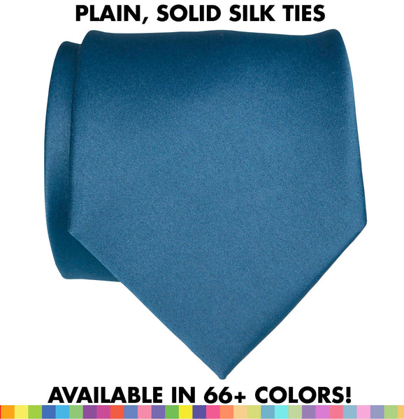 Solid Color Silk Ties, No Print. 66+ Colors! Standard & Narrow Size