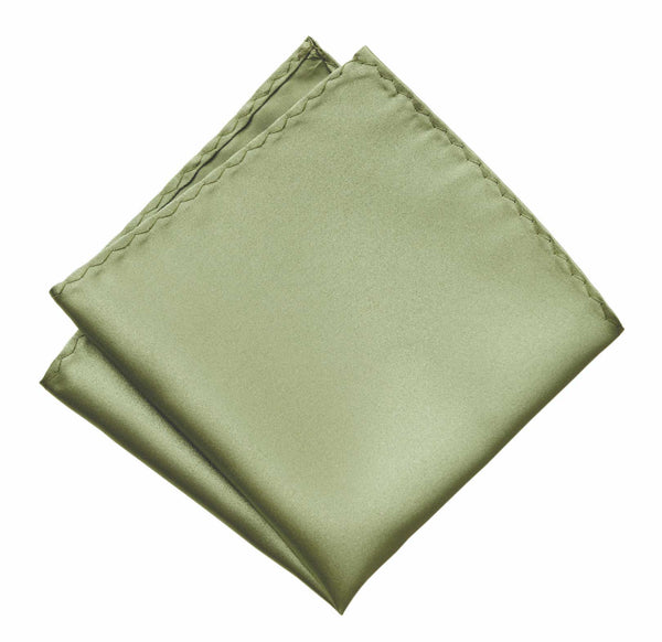 Sage Green Pocket Square. Yellow-Green Solid Color Satin Finish, No Print