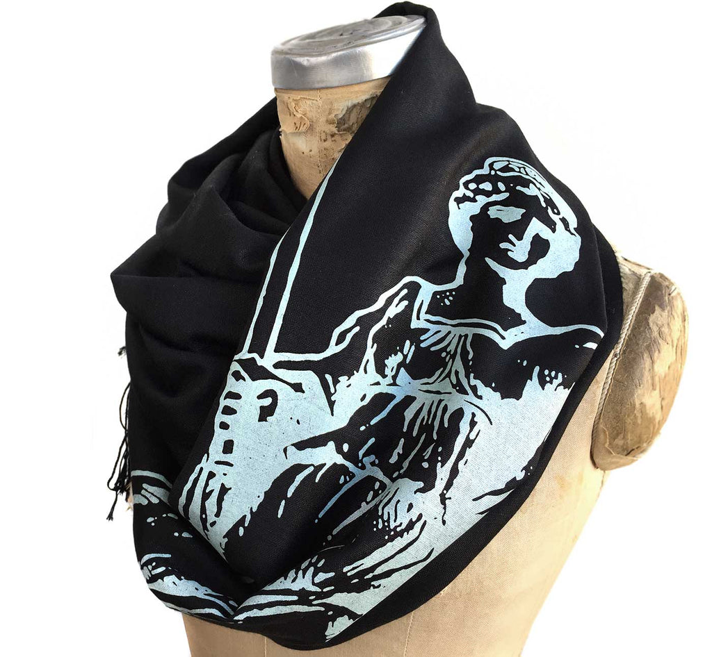 Scales of Justice Scarf, Lady Justice Linen-Weave Pashmina